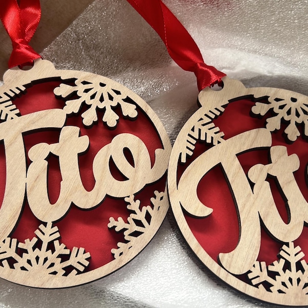 Custom Christmas Baubles With Name, Wooden Tree Baubles, Ornament With ...
