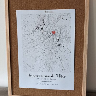 Custom Map Set of 2 City Maps Personalized Map 2 Piece Wall Art Living ...