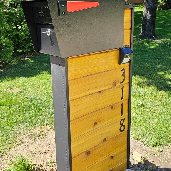 Handcrafted Cedar Mailbox With Post & Solar Light - Etsy