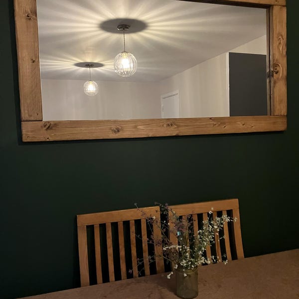 Handmade Rustic Wooden Mirror With a English Oak Wax Finish | Bathroom ...
