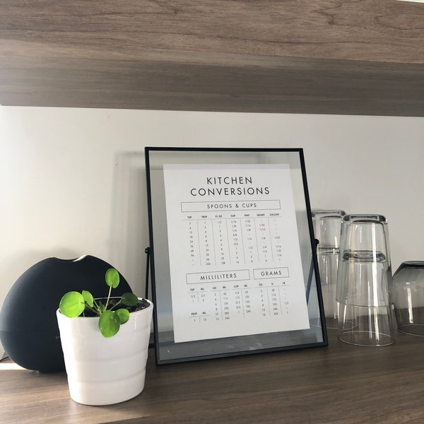Kitchen Conversion Chart Printable Wall Art, Kitchen Conversions Sign ...
