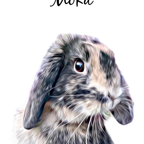Custom Rabbit Portrait From Photo Rabbit Painting Pet Rabbit Lover Gift ...