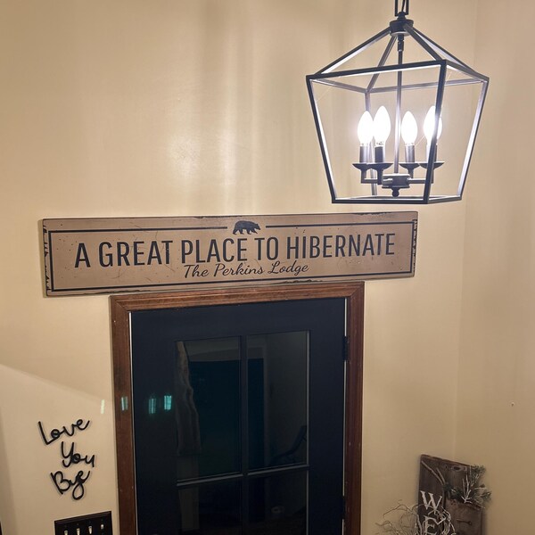 Lodge Wood Sign, Hibernate Sign, Custom Bear Gift, Family Lodge Gift ...