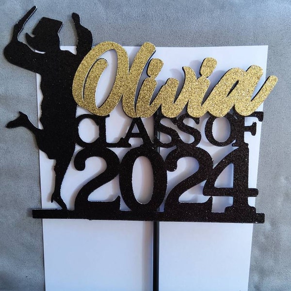 Custom Name Girl Graduation Cake Topper - Class of 2024, Congrats Decor ...