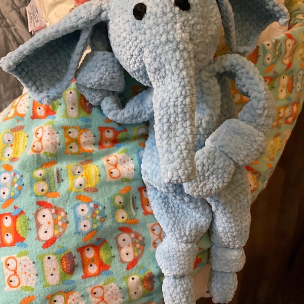 Pattern Crochet Animal, Baby Elephant Comforter, Crochet Snuggler Toys ...