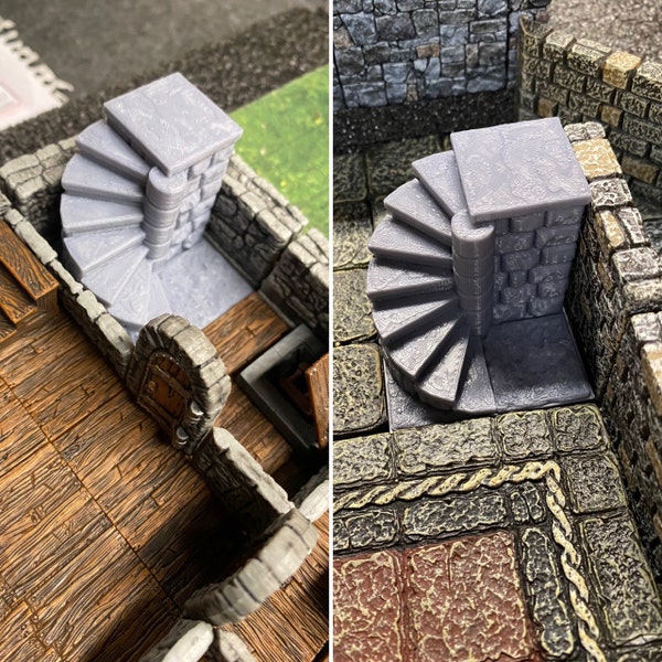 Dungeon Round Spiral Stair Wall Dnd Dragonlock Tiles Terrain for ...