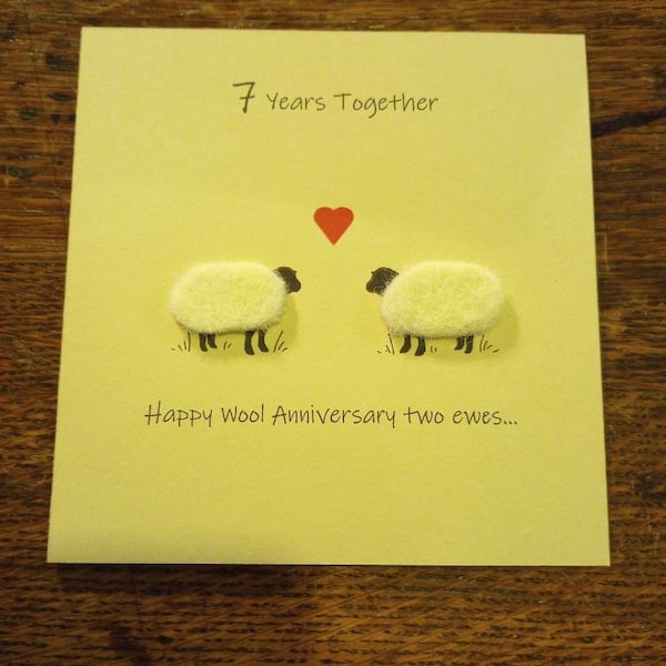 Seven Year Anniversary Card, Wool Anniversary, Personalised Anniversary ...