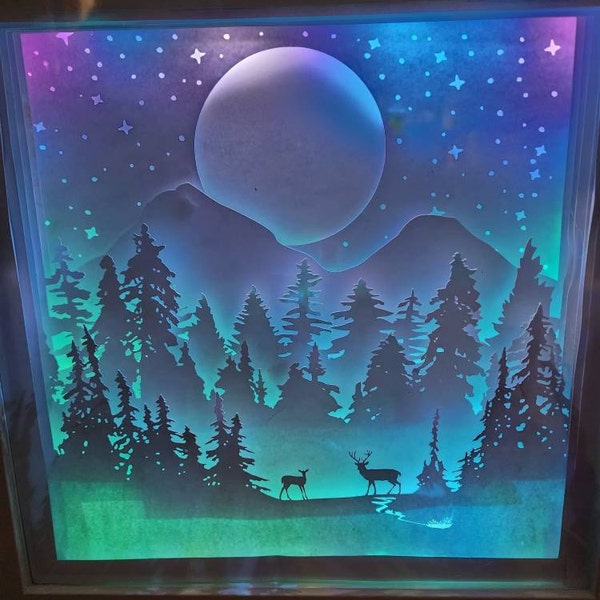 Mountain Forest Cabin Shadow Box SVG, Layered Card Stock Cut Files for ...