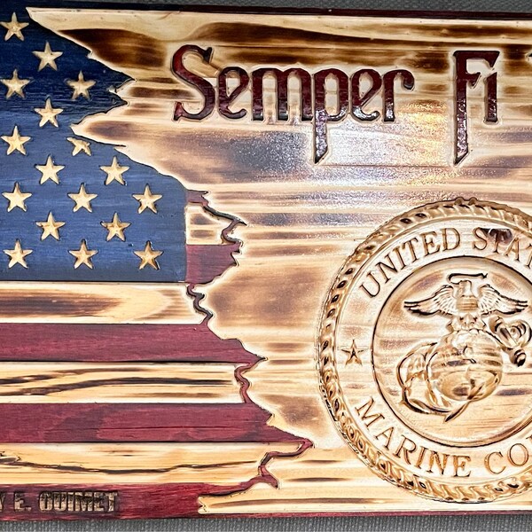 USMC Wooden Flag: Rustic American Flag, Marines Corps Logo - Etsy