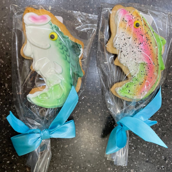 Bass Fishing Cookies- Set of 6 Crunchy Shortbread Cookies Individually ...