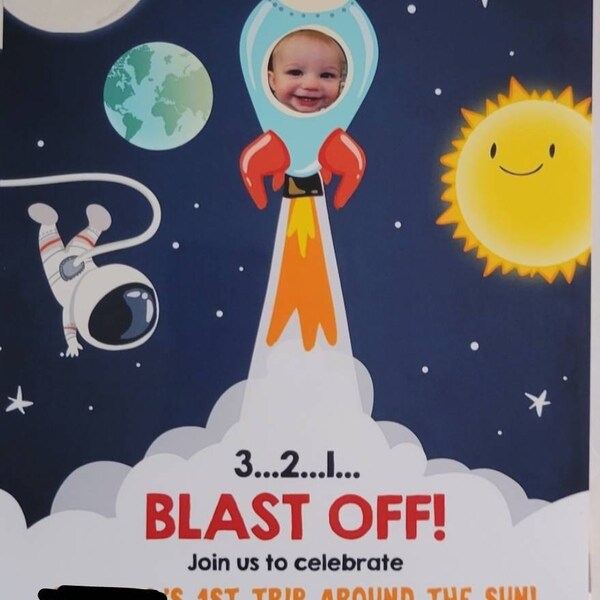 Editable Outer Space Birthday Invitation Rocket Astronaut Birthday ...