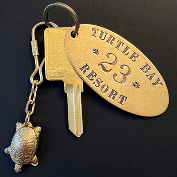 Custom Hand Stamped Hotel Room Key Tags - 3" X 1.5" Brass Oval Key ...