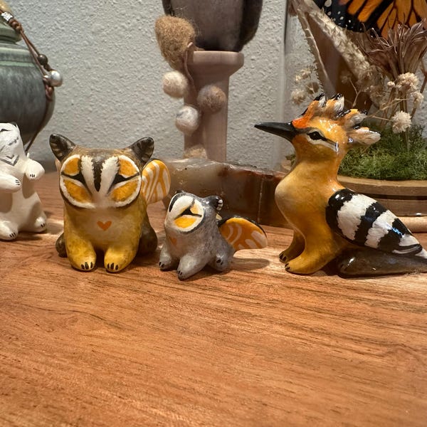 White Owl Griffin Figurine Snowy Gryphon Sculpture TO ORDER Tiny Clay ...