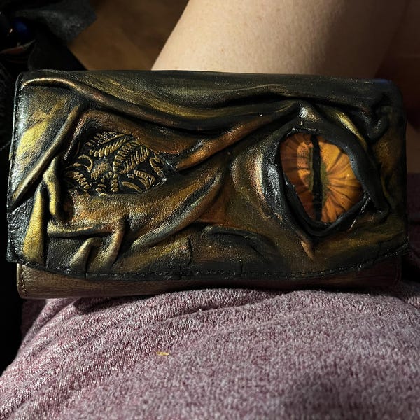 Creepy Spooky Leather Unisex Eyeball Goth Alternative Punk Bag With ...