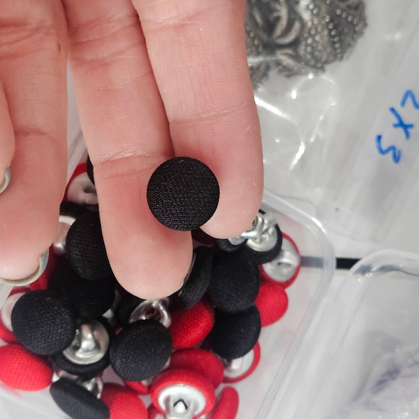 11MM Tuxedo Buttons Black Knit Fabric Cover Buttons 9 Each 7/16" Cloth ...