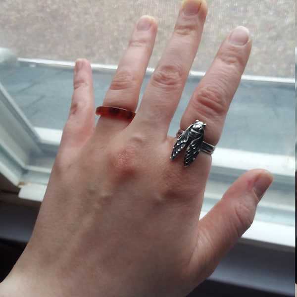 Silver Cicada Ring Sterling Silver Insect Ring Witch Ring Bug Ring ...