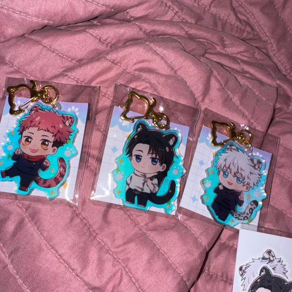 Buy 5 Get 1 JJK Acrylic Hologram Keychain Sticker Yuji Gojo Geto ...