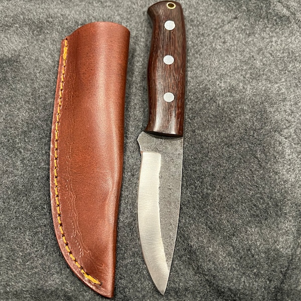 Hand Forge Bushcraft Knife With Sheath | Rosewood Fixed Blade Custom Knife | Hunting Knife ...