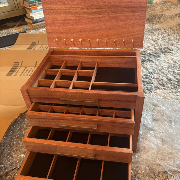 6-drawer Custom Shaker Style Jewelry Box With Necklace Hooks, Jewelry ...