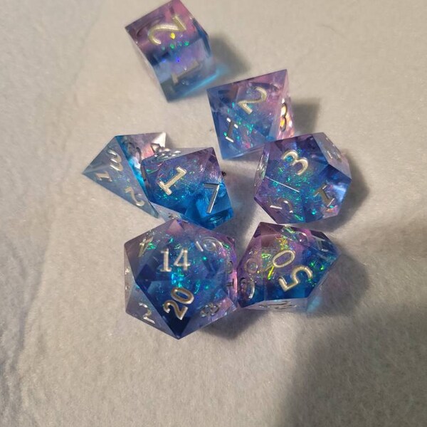 Cosmic Starlight DND Dice , Galaxy Space Sharp Edge Dice Set,blue ...
