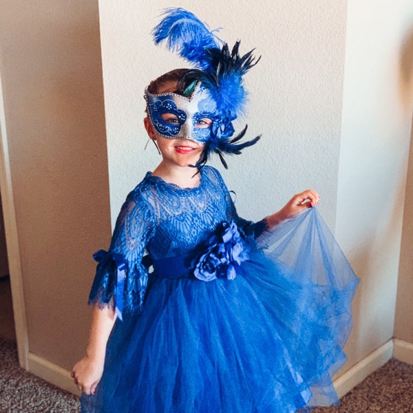 Silver Blue New Year Birthday Costume Burlesque Party Masquerade Ball ...