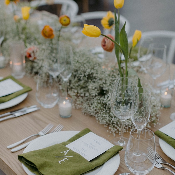 Embroidered Napkins | Letter Monogrammed Napkins | Dinner Napkins ...