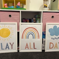 Play All Day Printable Set of 3, Lets Play Sign, Nursery Wall Art ...