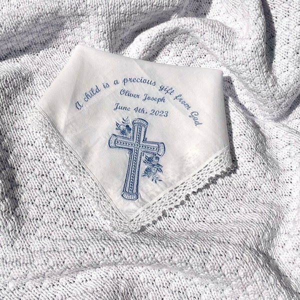 Personalized Embroidered Baptism Handkerchief - Etsy