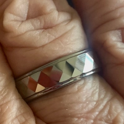 Gold EKG Heartbeat Cut Out Inlay, Mens Wedding Band, Engagement Ring ...