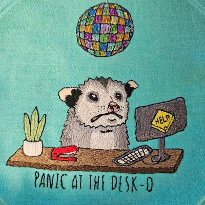 Panic at the Desk-o-possum Disco Possum Hand Embroidery PDF Template ...