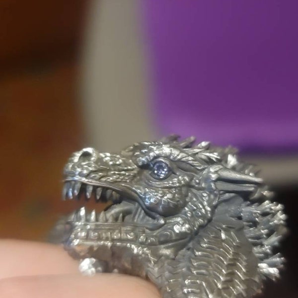 Dragon Ring ,godzilla Ring Head, Godzilla Sterling Silver Ring, Animal ...