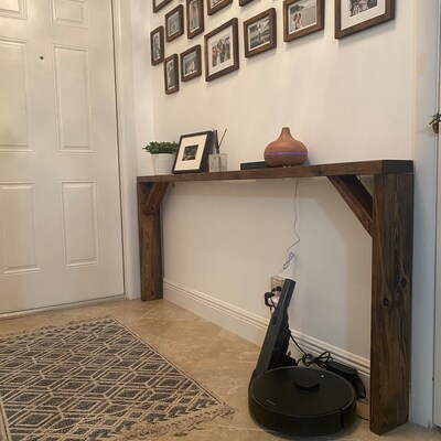 Customizable Narrow Wood Powered Console Table for Behind the Couch ...
