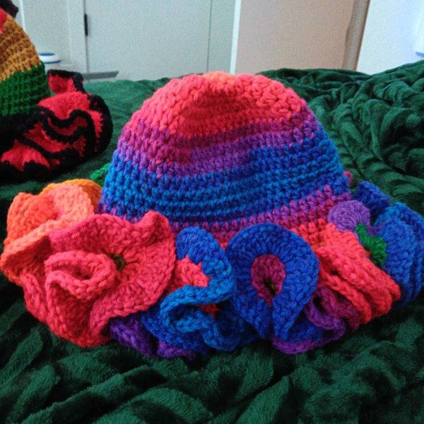 Handcrafted Crochet Ruffle Ruffle Hat- Rainbow - Etsy