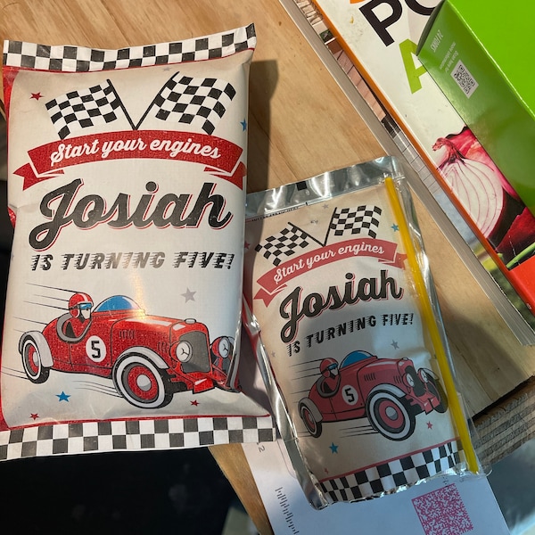 Race Car Chip Bag, Personalized, Car Wrappers, Car Potato Chips, Car ...