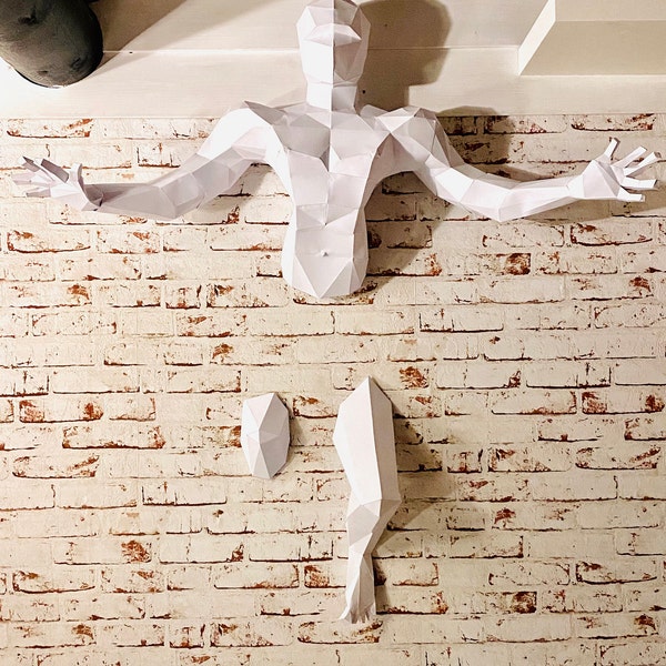 Hugging Man Papercraft Sculpture, Printable 3D Puzzle, Papercraft Pdf ...