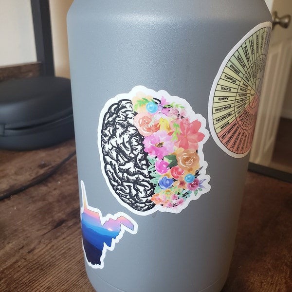 Floral Brain Sticker for Laptop, Brain Cancer Survivor Gift ...