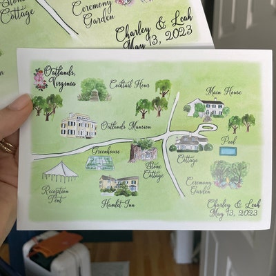 Custom Watercolor Wedding Mapwedding Map Save the - Etsy