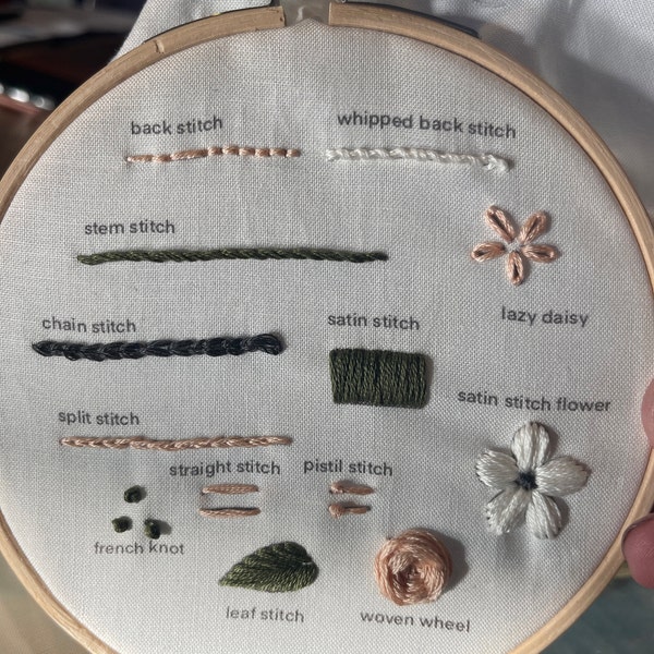 Learn Embroidery Stitch Sampler Kit With 13 Stitches and Video ...