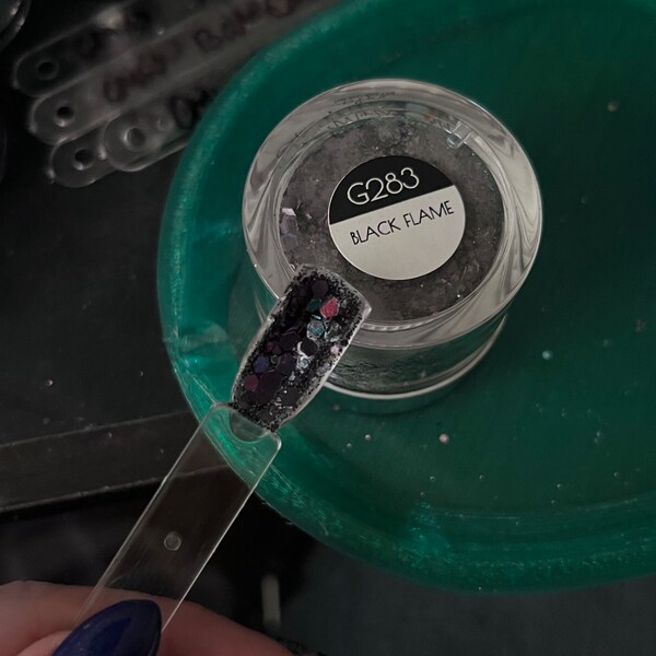 BLACK FLAME- Black Glitter Dip Powder, Glitter Nail Dip, Dip Powder ...