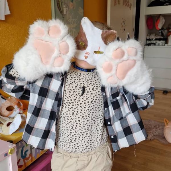 Cute Soft Cat Fursuit Puppy Paws Pair, Furry Gloves, Pre-made Pet Play ...