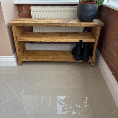 Hand Crafted Rustic Reclaimed Wooden Shoe Bench / Shoe Rack / Shoe ...