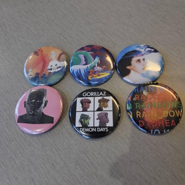 Album Cover Pin Button – 80s & 90s Rock, Pop and Electronic Music Badge ...