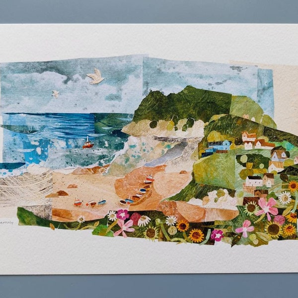 Square Boat Collage, Harbour Collage, Seaside Print - Etsy