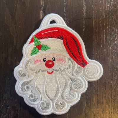 Santa Ornament in the Hoop Embroidery Design Christmas Ornament in the ...