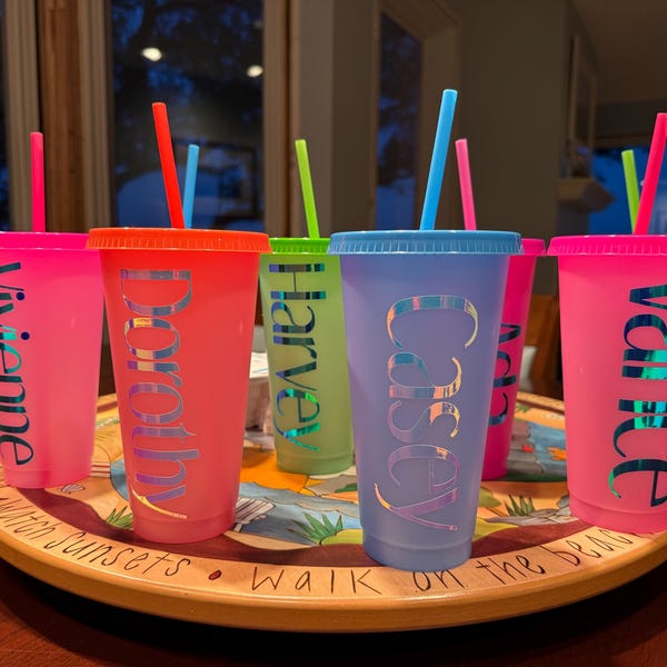 Neon Summer Personalized Party Favor Color Changing Cold Cups - Etsy