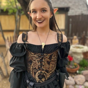 Renaissance Corset Bodice Stays in Black and Gold Paisley - Etsy