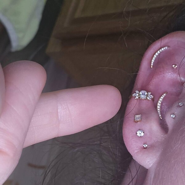 Rose Gold Belly Button Ring Internally Threaded CZ | Dainty Belly ...