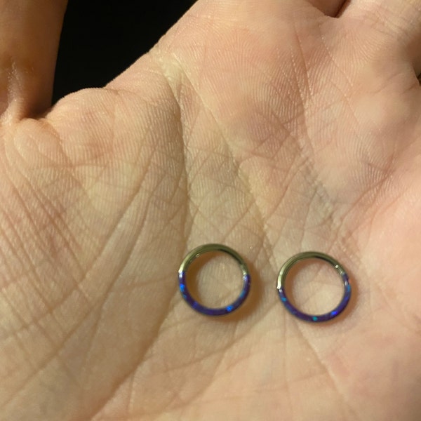 Seamless Opal Septum Clicker Ring / Nose Hoop Ring / Daith Earring ...