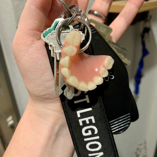 Tiny Denture Keychain "baby Teeth@ - Etsy