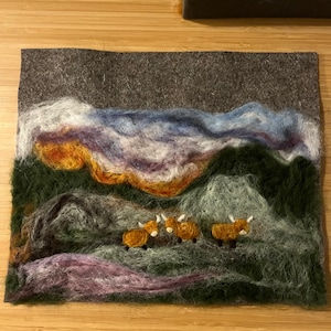 Sheep Felted Painting Kit Landscape Picture Needlepoint | Etsy